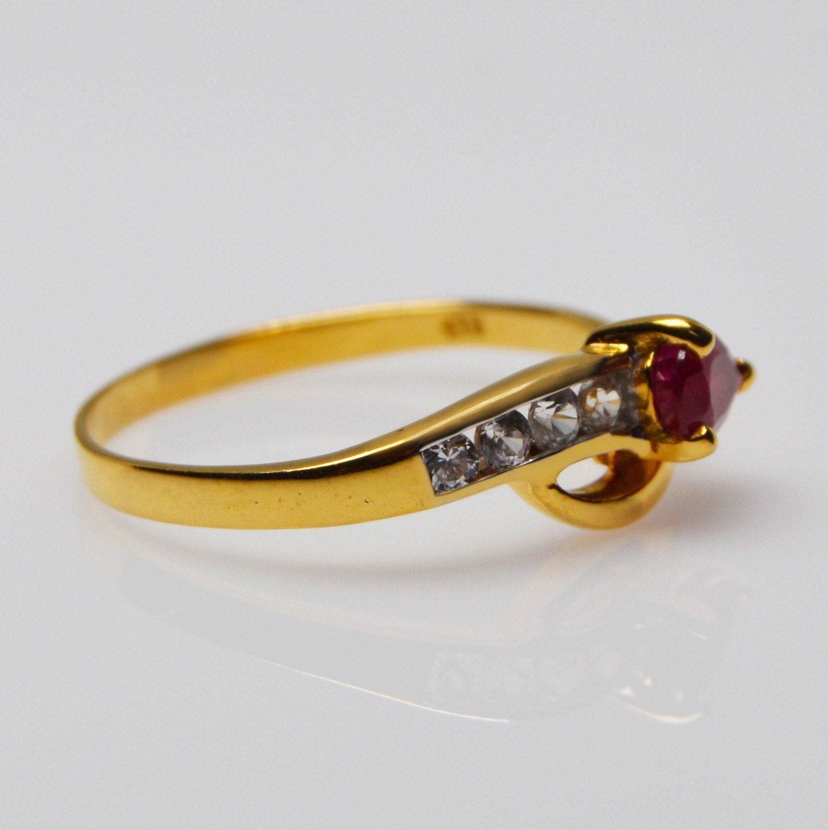 Natural Red Ruby solid 9K Gold Ring ruby Pear Shaped Ring - Etsy