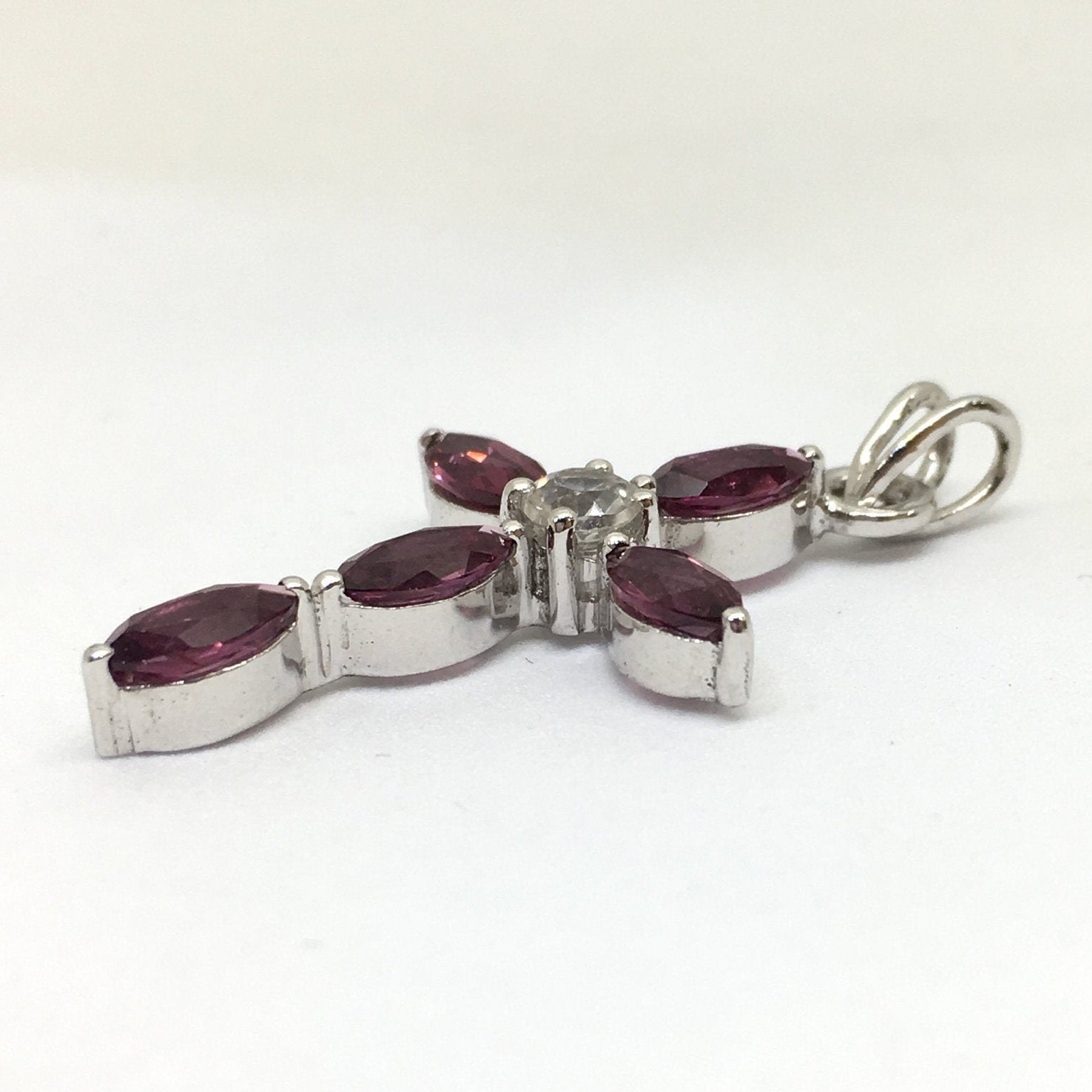 Cross Pendant With Rhodolite Rhodolite Garnet Cross Pendant - Etsy