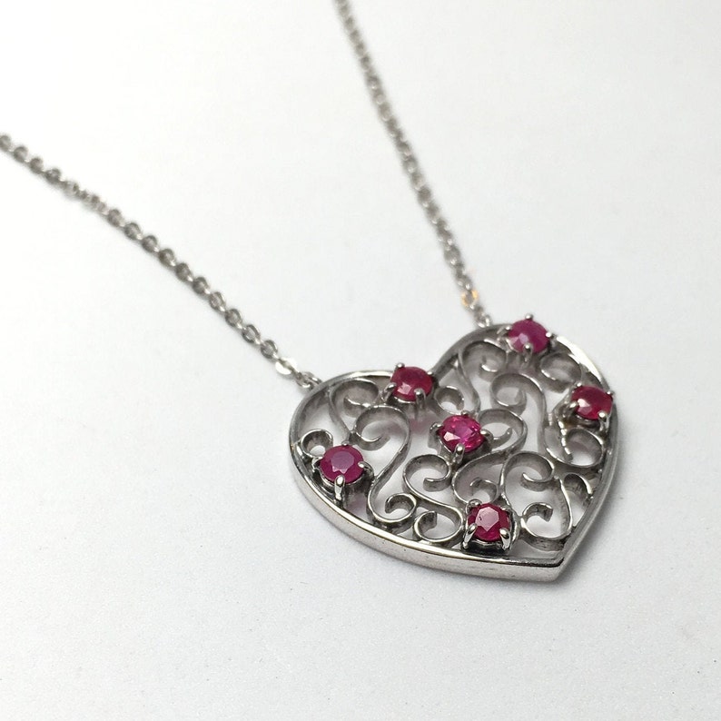 Ruby Necklace Burmese Ruby Heart Shaped Necklace sterling - Etsy