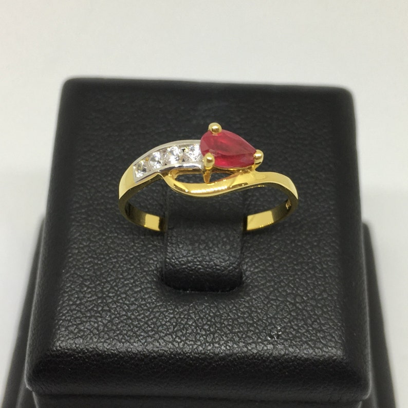 Natural Red Ruby solid 9K Gold Ring ruby Pear Shaped Ring | Etsy