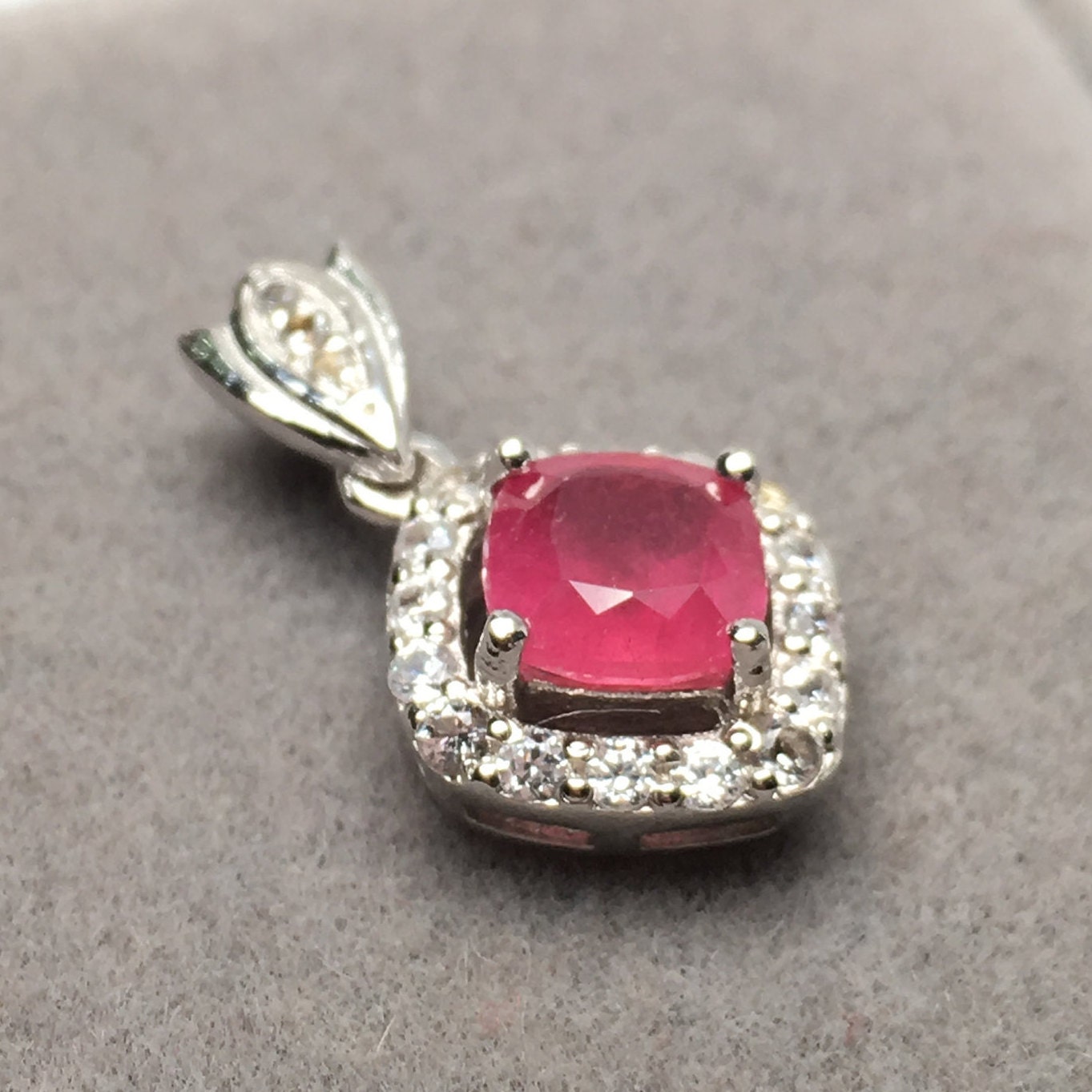 Vintage Style Ruby Pendant Ruby Jewelry Gemstone Pendant Princess Cut ...