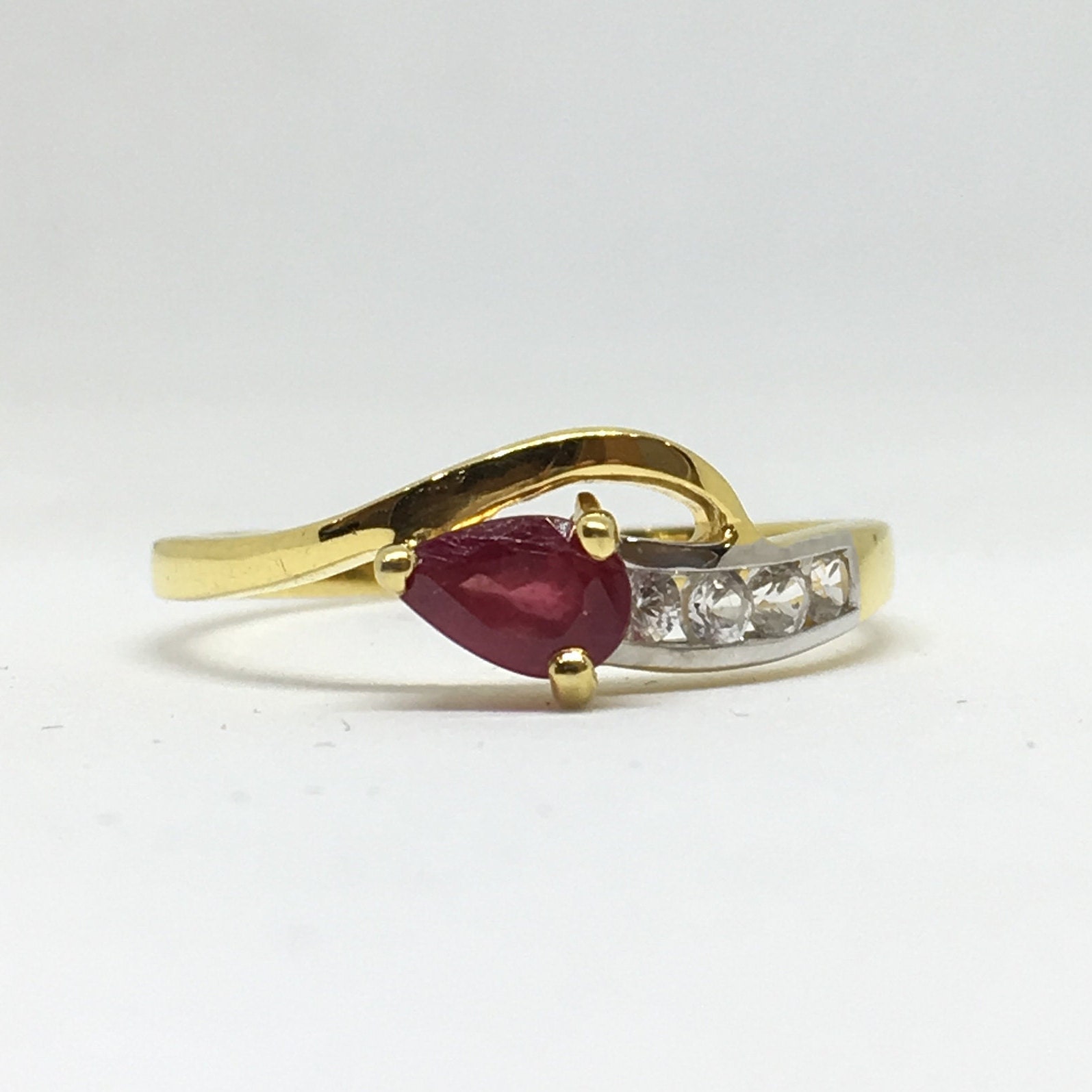 Natural Red Ruby solid 9K Gold Ring ruby Pear Shaped Ring | Etsy