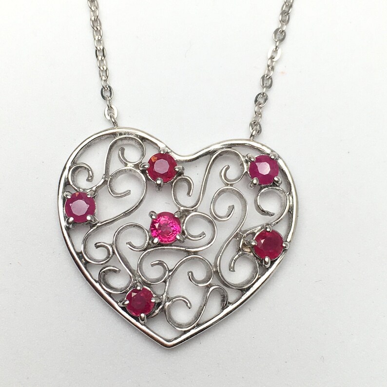 Ruby Necklace Burmese Ruby Heart Shaped Necklace sterling - Etsy
