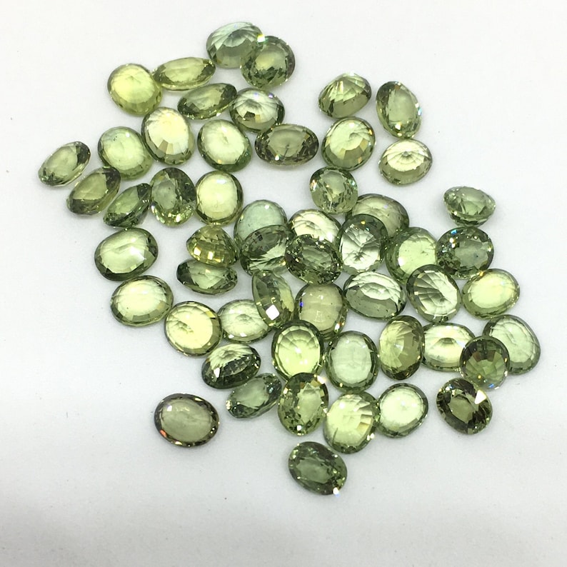 Natural Green Sapphire Ceylon Green Sapphire 4 X5 Mm - Etsy