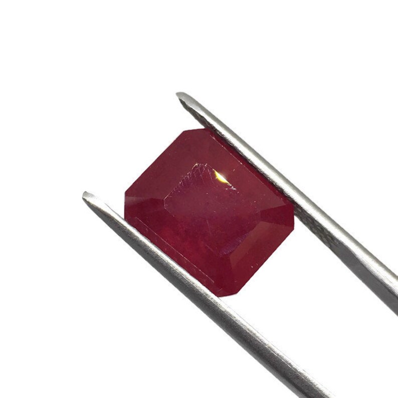 Natural Ruby Emerald Cut Treated 9.92 Ct Faceted Cut Ruby | Etsy
