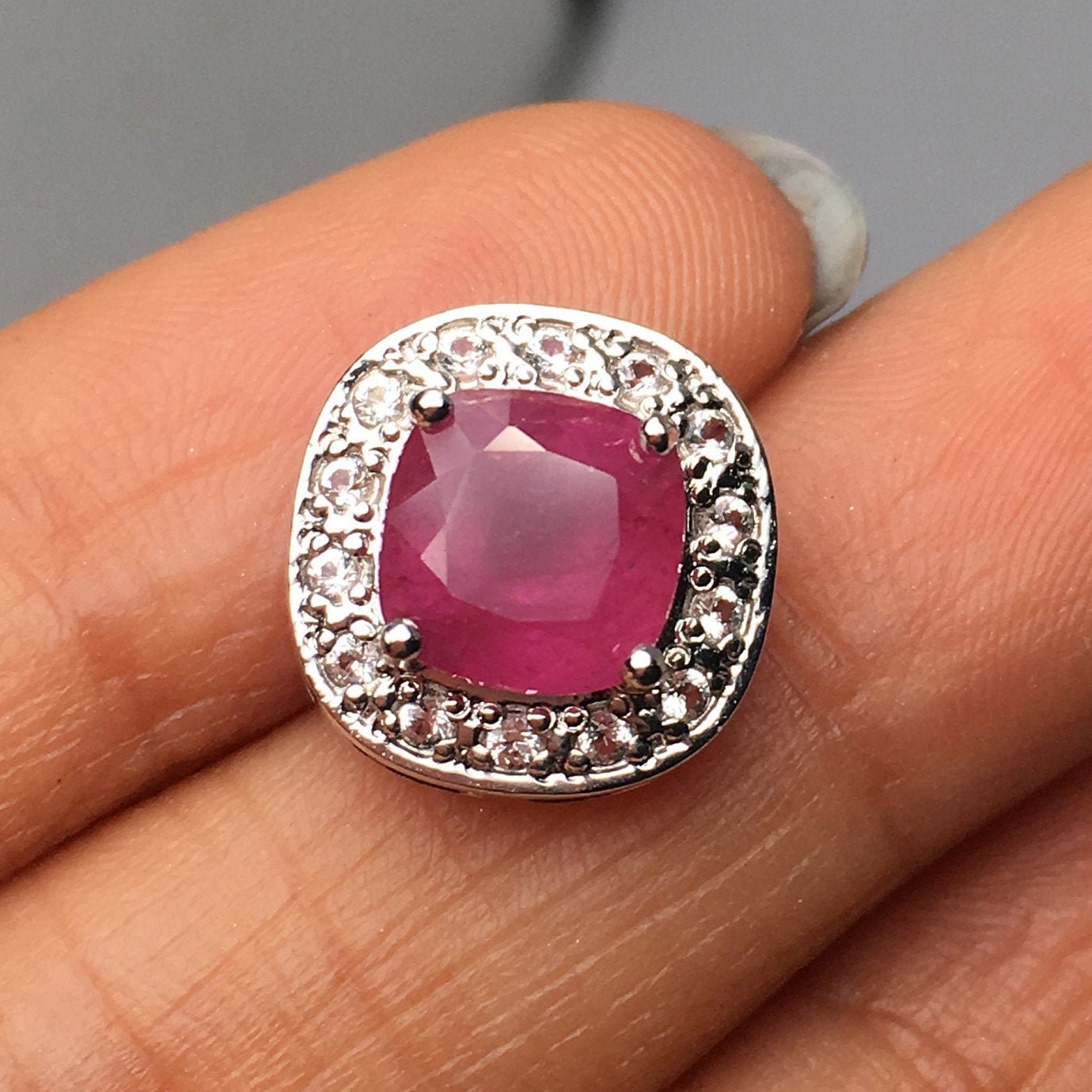 Vintage Style Ruby Pendant Ruby Jewelry Gemstone Pendant Cushion Cut ...