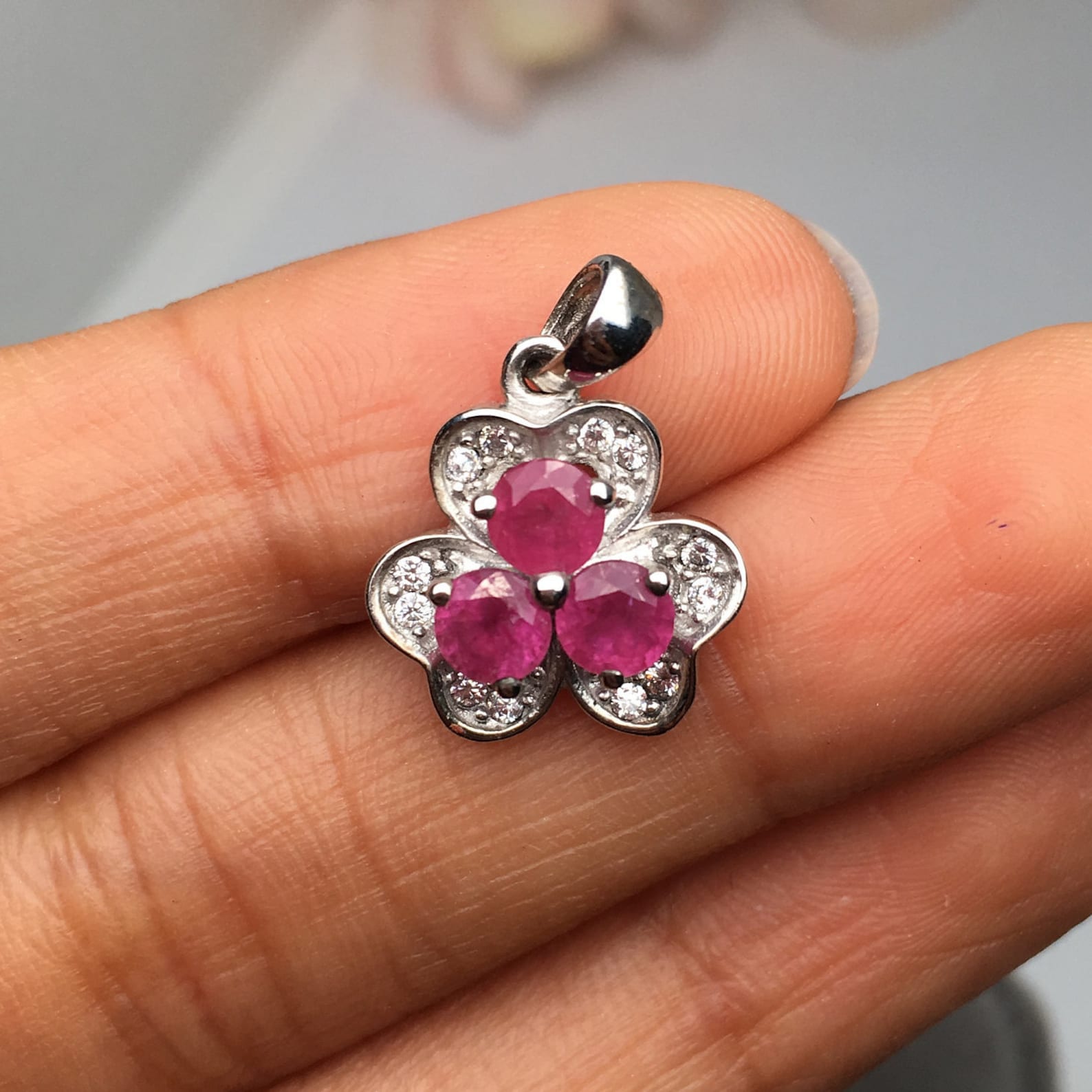 Ruby Pendant Ruby Jewelry Floral Ruby PendantAnniversary | Etsy