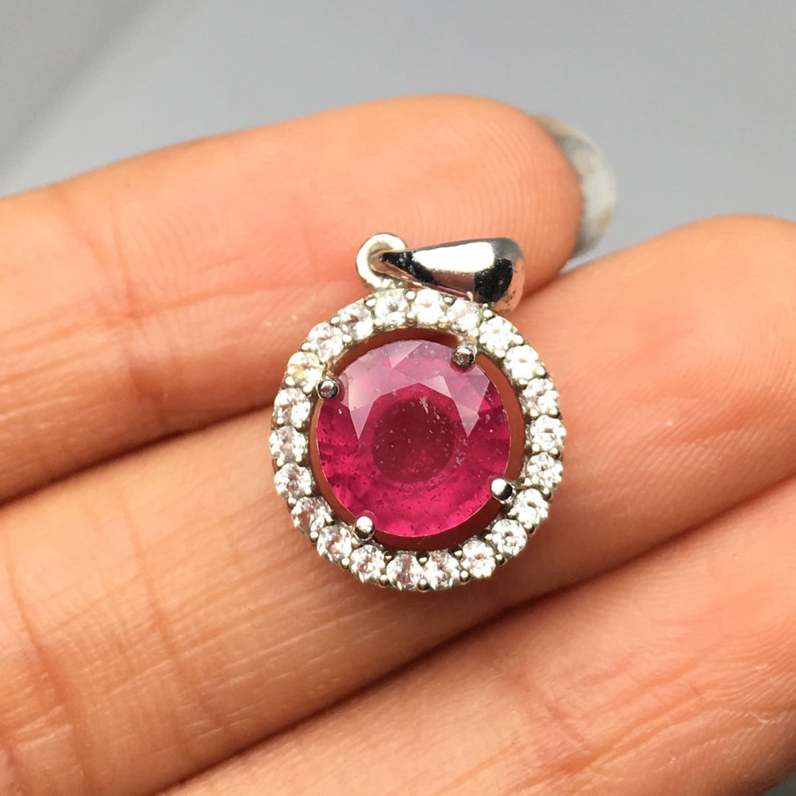 Vintage Style Ruby Pendant Ruby Jewelry beautiful Round Ruby - Etsy