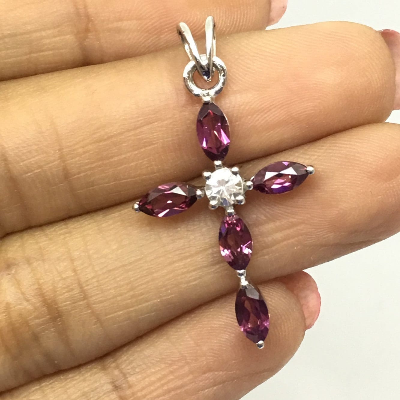 Cross Pendant With Rhodolite Rhodolite Garnet Cross Pendant - Etsy