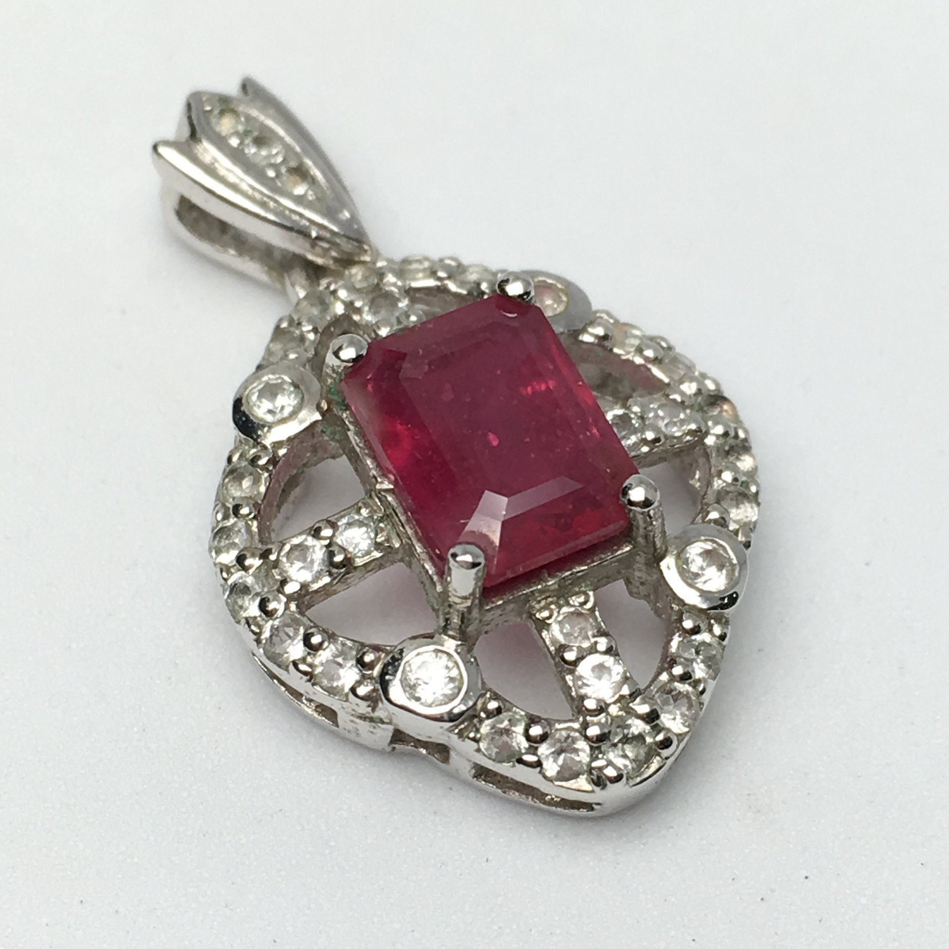 Vintage Style Ruby Pendant Ruby Jewelry Emerald Cut Ruby Pendant ...