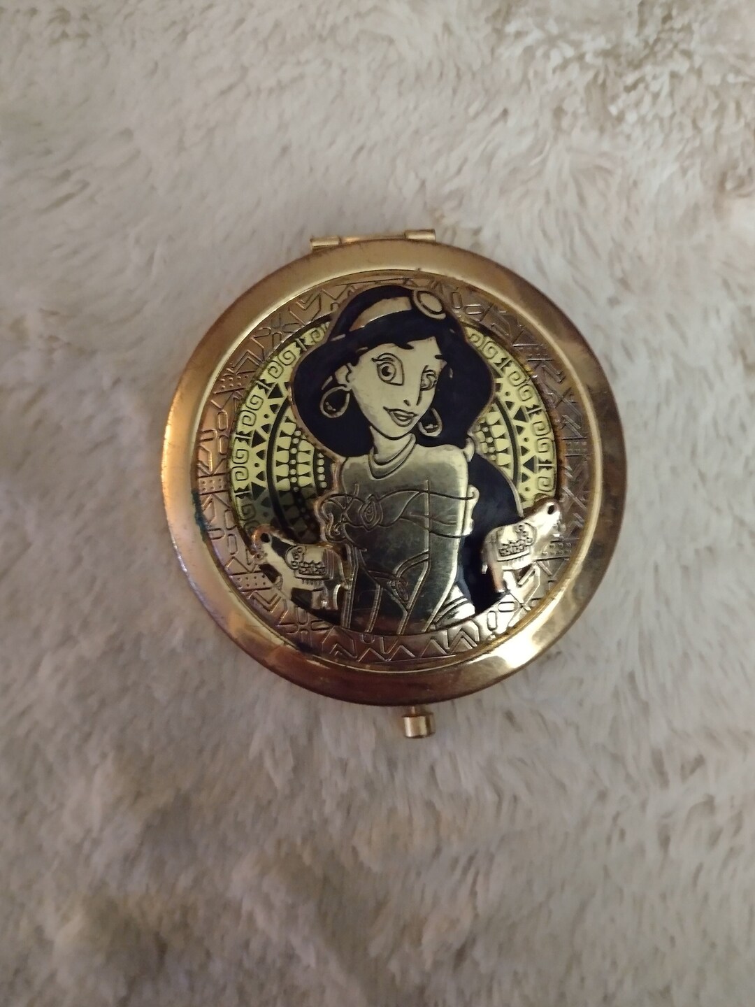 Disney's Jasmine From Aladdin Die Cut/gold Tone Compact Mirror - Etsy