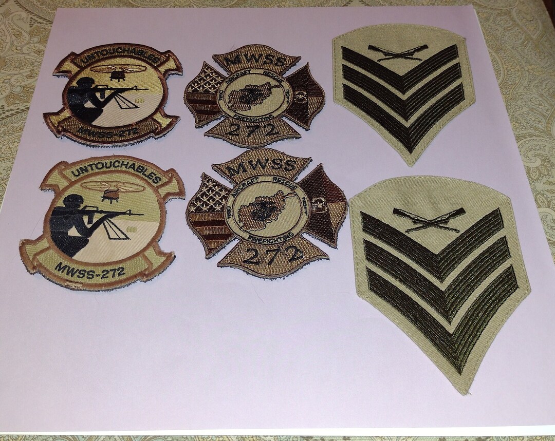USMC Badges Velcro/sew on Sergeant E5, MWSS-272 Untouchables, MWSS-272 ...