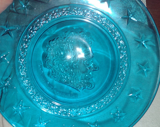 1960's Wheaton President Abraham Lincoln Memorial Blue Glass Collectors ...