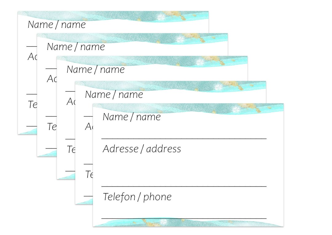 Refill Set Luggage Tags 5 Pieces. Name Tags Holiday Luggage Address ...