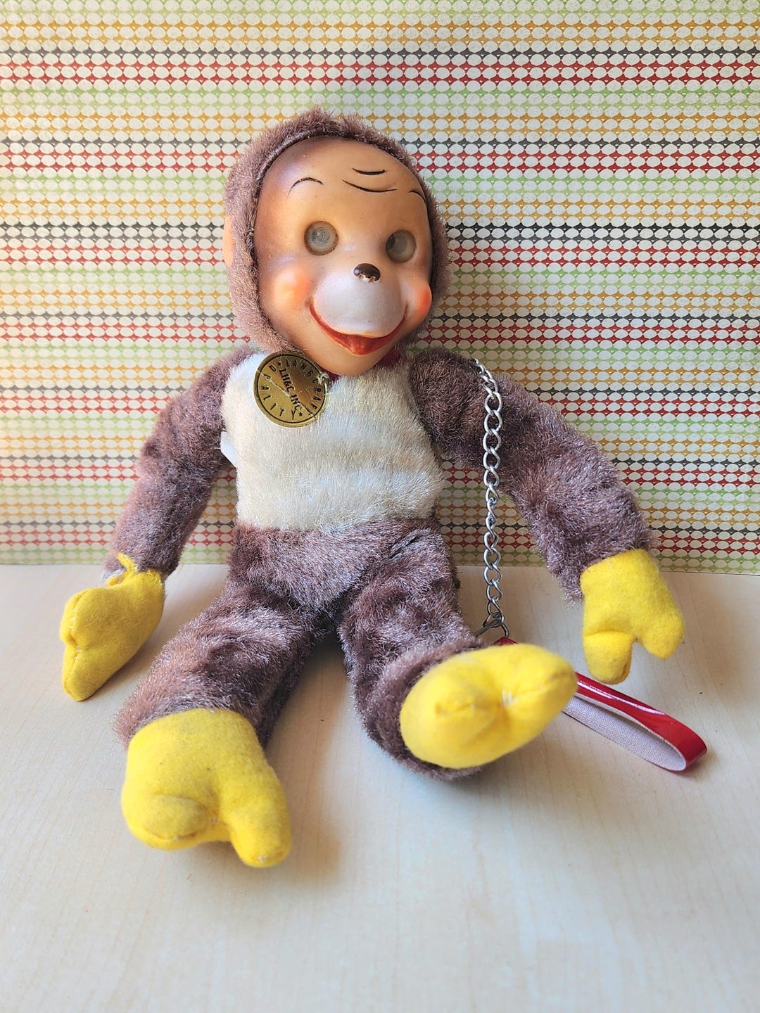 Vintage Langcraft 10 Stuffed Plush Toy Monkey on Leash Lang Craft Japan ...