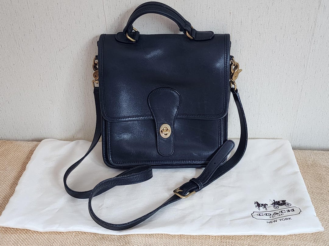 Vintage Coach Navy Blue/black Leather 5130 Station Crossbody Messenger ...