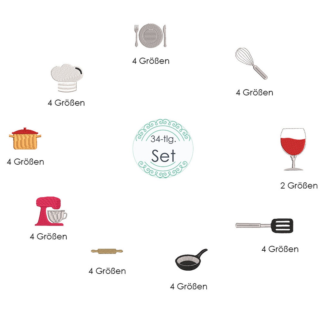 Embroidery Files Set Kitchen Motifs Cooking 32pcs - Etsy