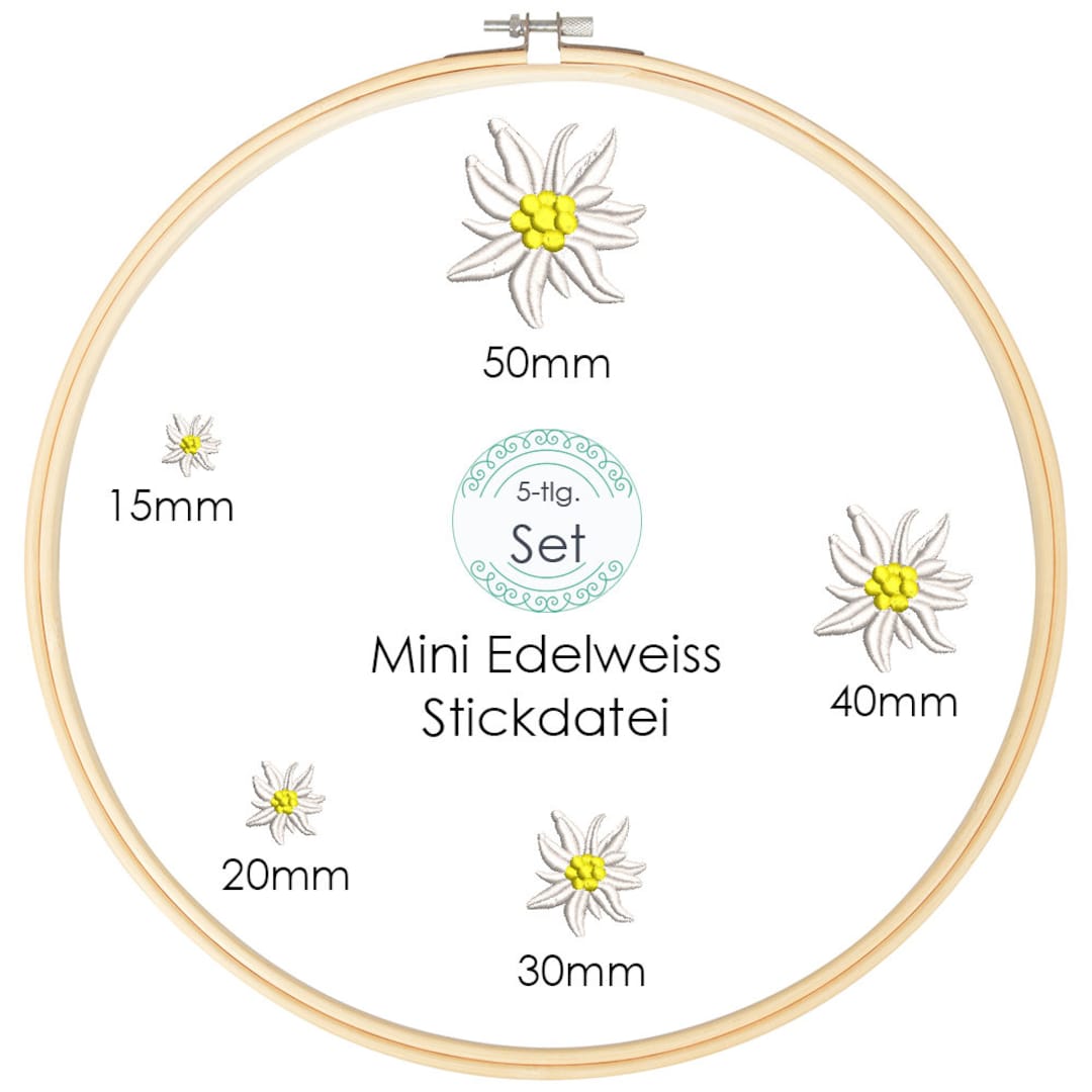 Embroidery File Mini Edelweiss Set 5 Pieces. - Etsy