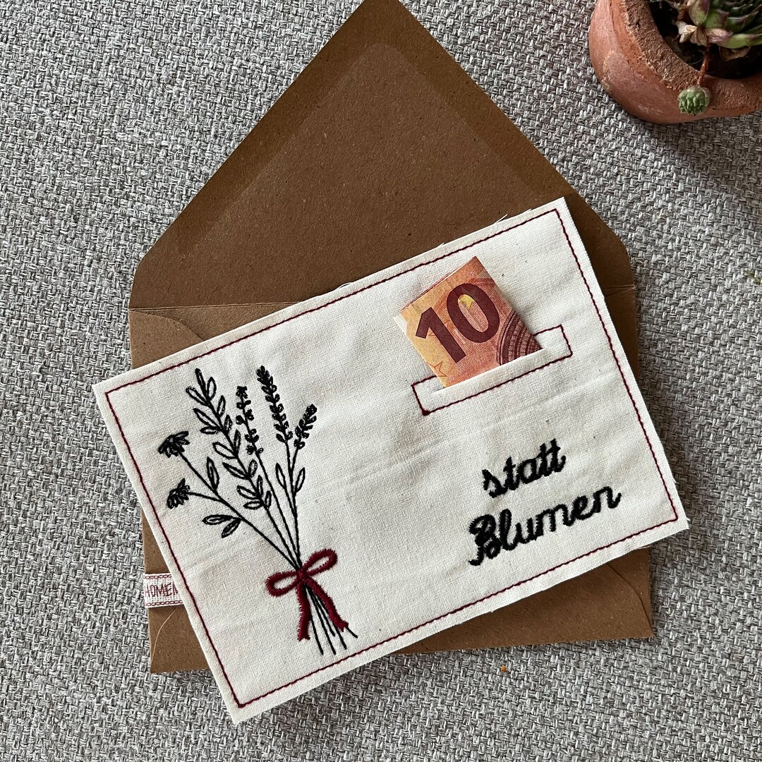 Embroidery File Greeting Card Debit Card "instead of Flowers" 13x18 - Etsy