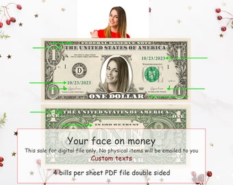 Your Face on Money, Game Money, 100 Dollar Bill, Party Money, Custom ...