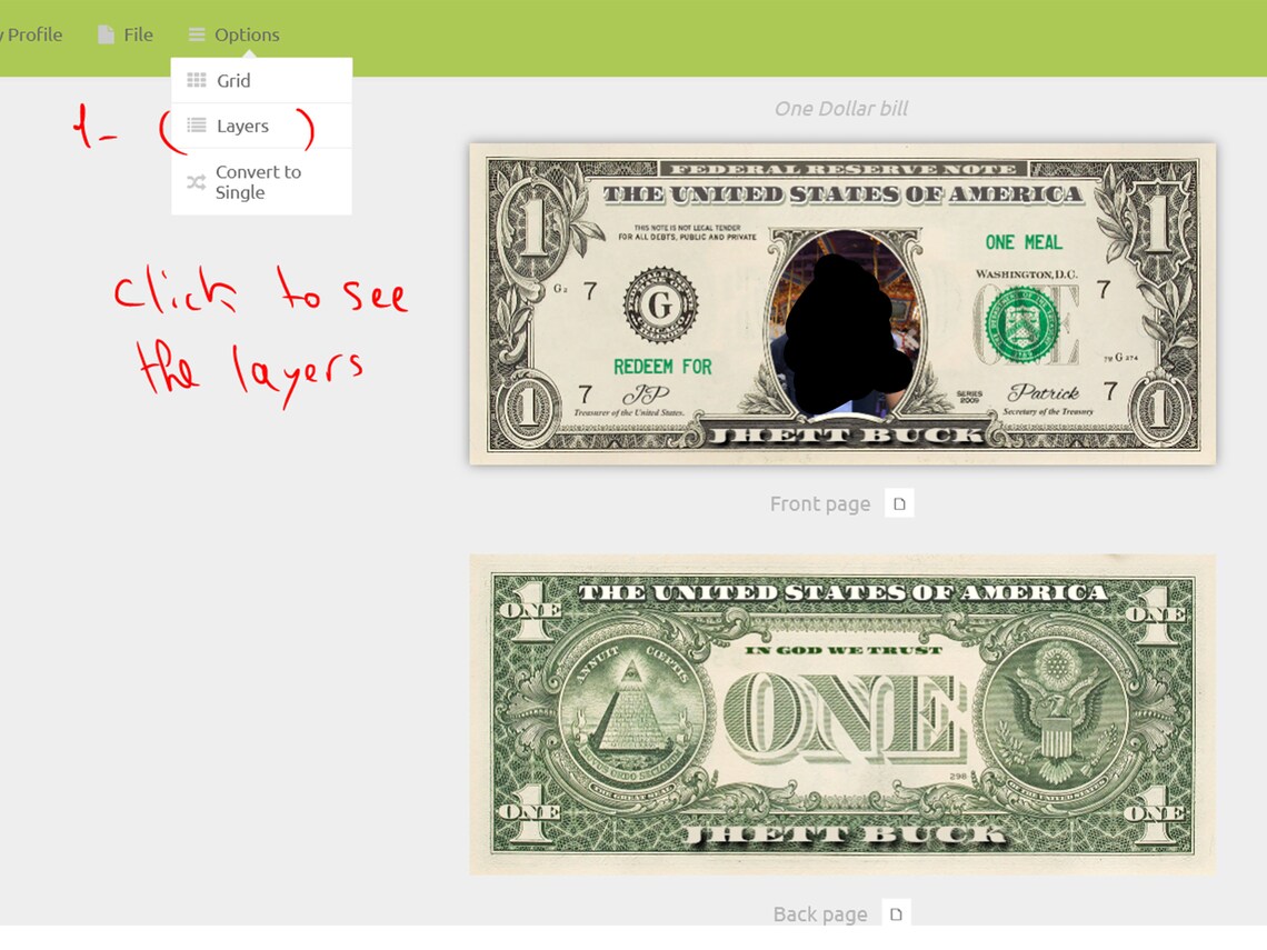 Editable One Dollar Bill, Money Bill Art, Your Face on Money ...