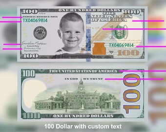 Your Face on Money, Game Money, 100 Dollar Bill, Party Money, Custom ...