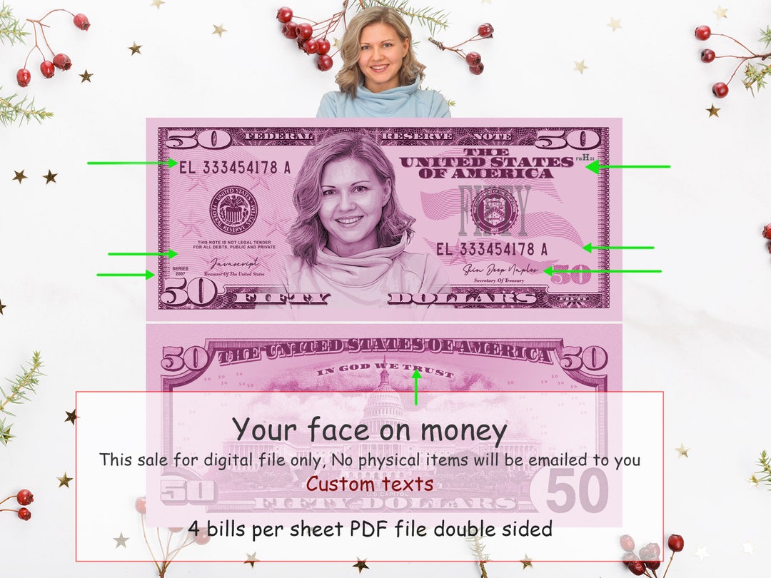 Custom Pink Dollar Bill Dollar Bill Art 50 Pink Dollar Bill - Etsy