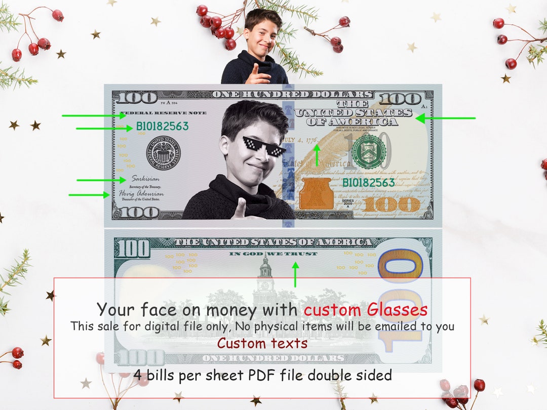 Your Face on Money, Game Money, 100 Dollar Bill, Party Money, Custom ...
