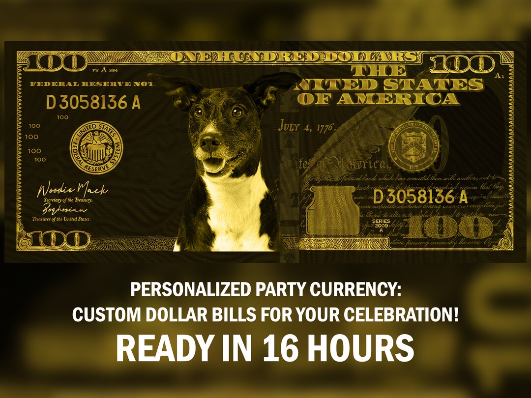 Your Face on Money, Black Gold Party Money, Custom Money, Play Money ...