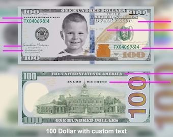 Your Face on Money, Personalized Dollar, Dollar Art, Game Money, 100 ...