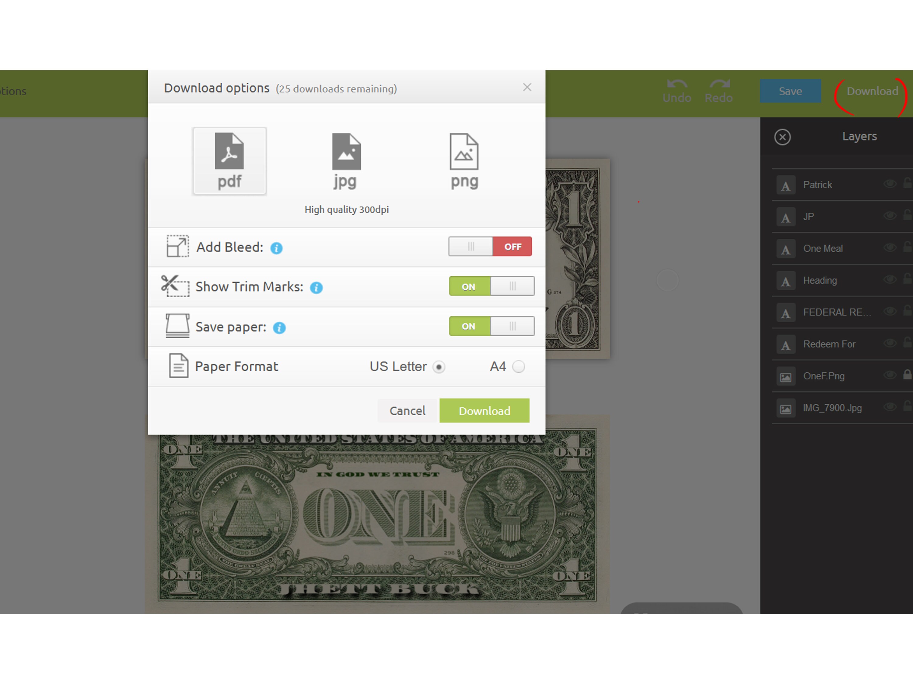 Editable One Dollar Bill, Money Bill Art, Your Face on Money ...