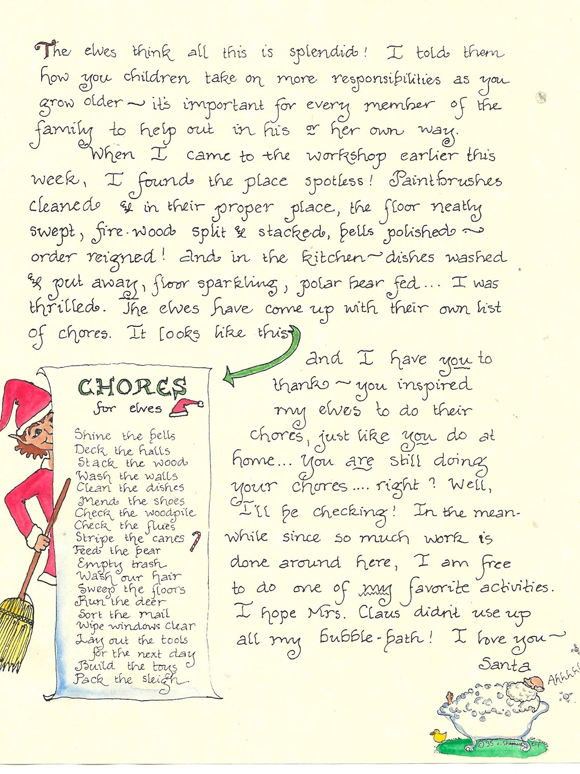 Elves and Their Chores Letter From Santa - Etsy