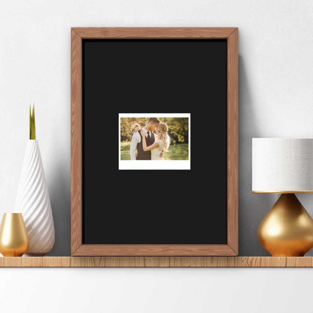 Instax Wide Photo Frame 1 Film Aperture Black Mount Oak Frame Perfect ...