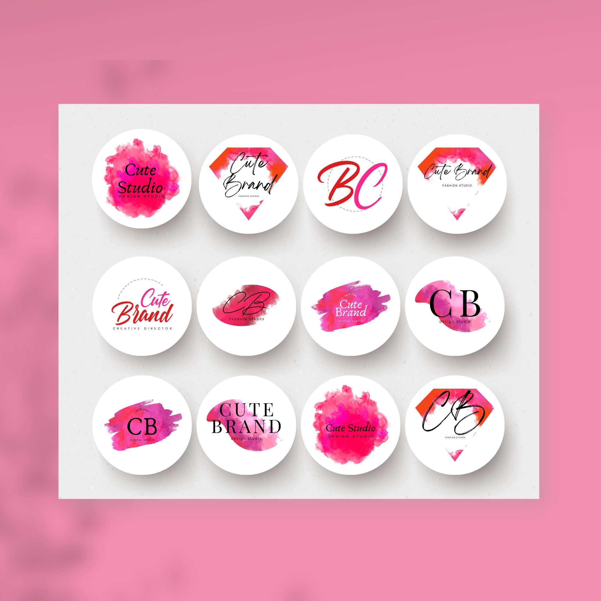 Pink Branding Kit, Watercolour, Social Media Kit, Branding Package With ...