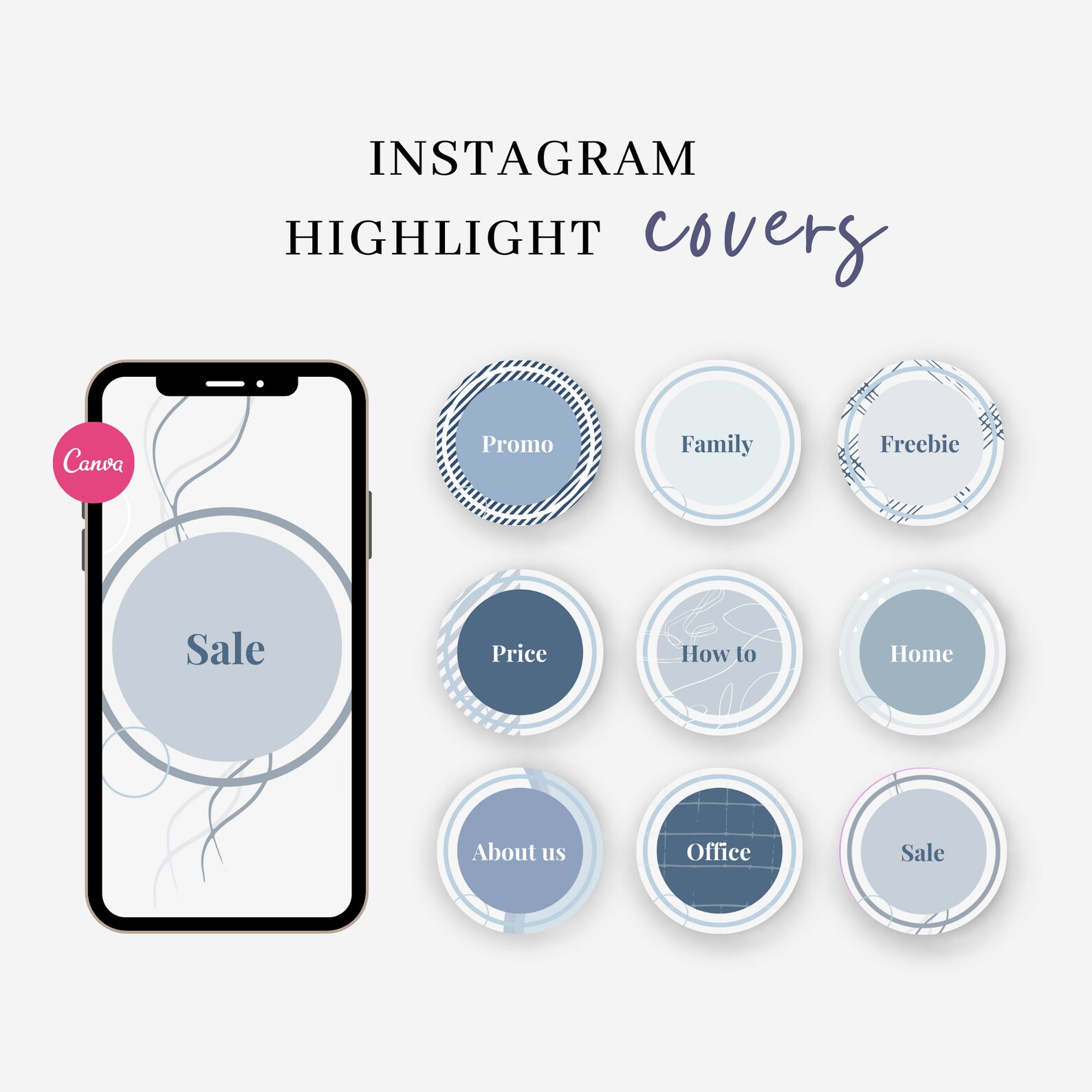 Instagram Template Blue Blue Posts Highlights Instagram - Etsy