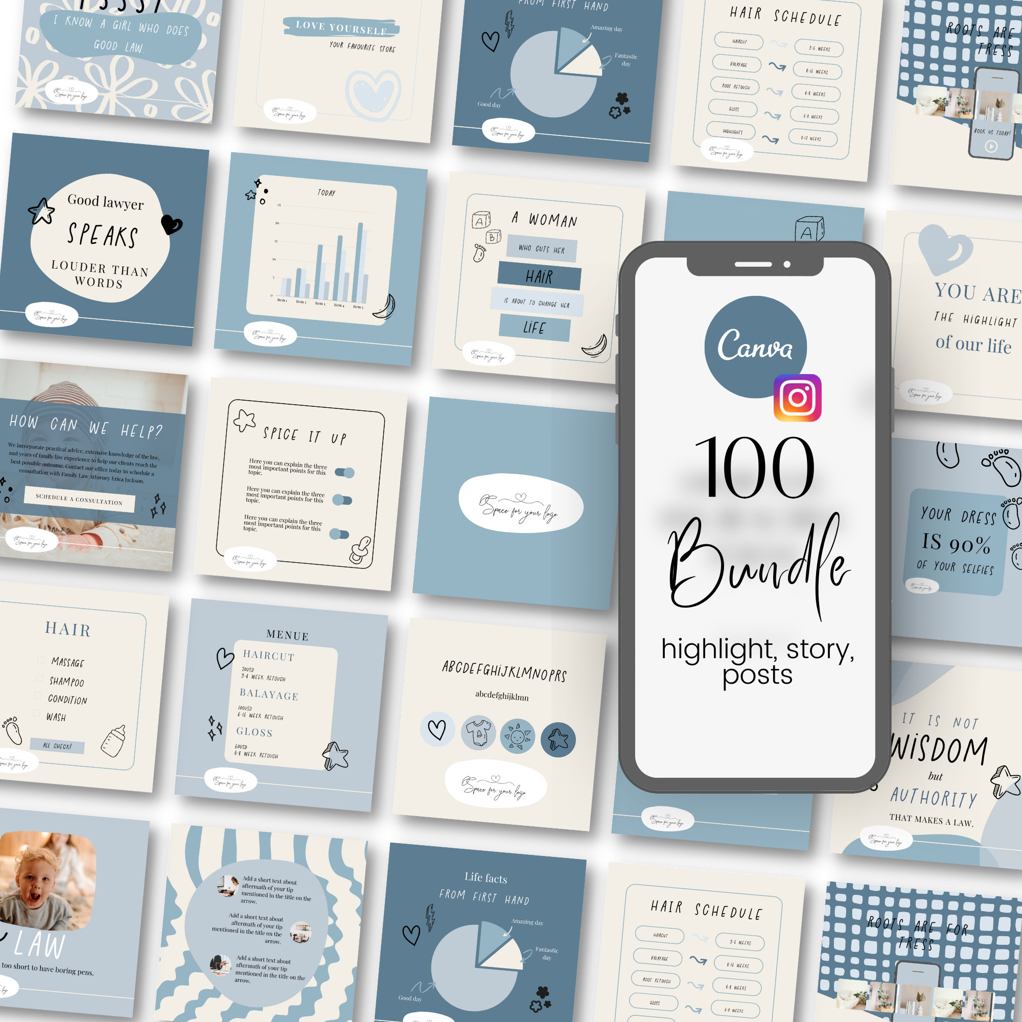 Blue Instagram Template Story Template Highlights Coach - Etsy