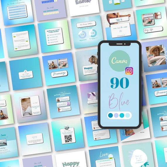 Blue Gradient Instagram Template Instagram Templates Rainbow - Etsy