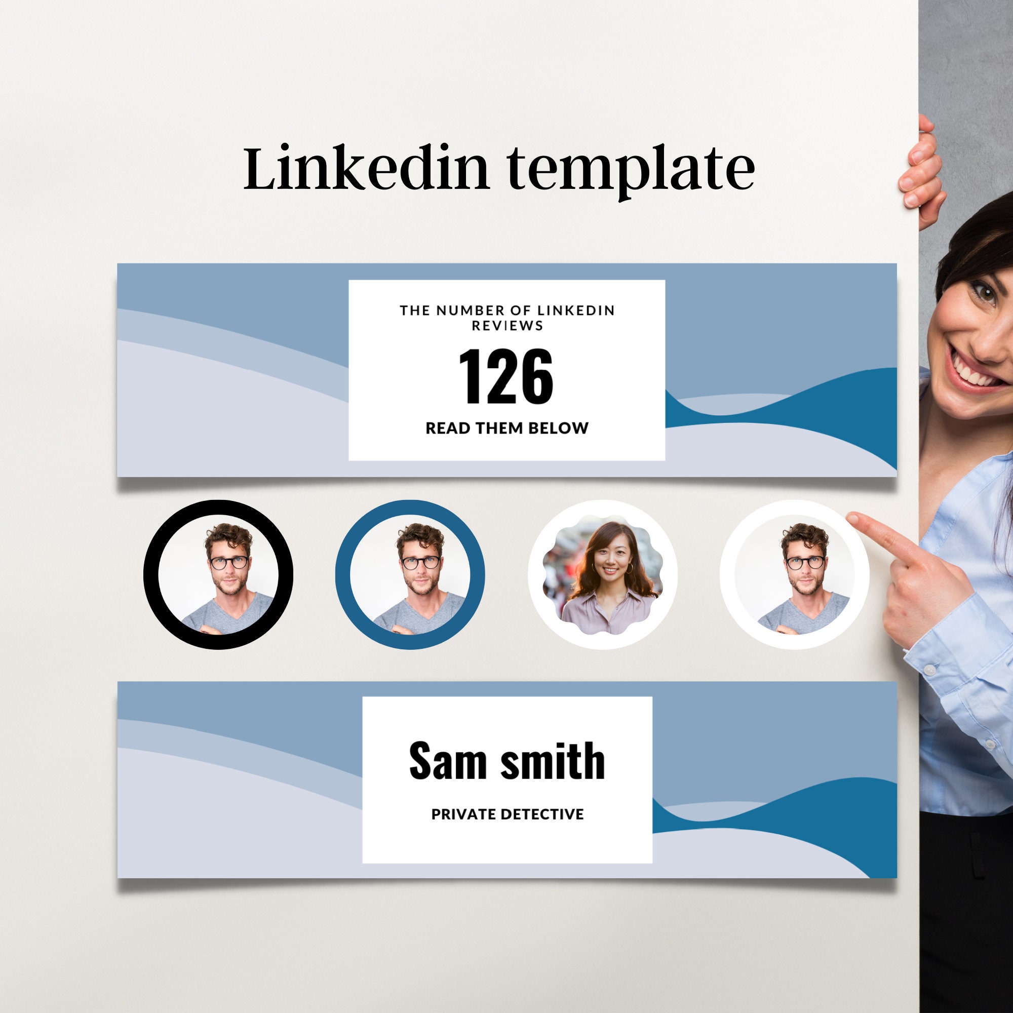 Blue Linkedin Template, Bundle Banner and Announcer. Linked Template ...