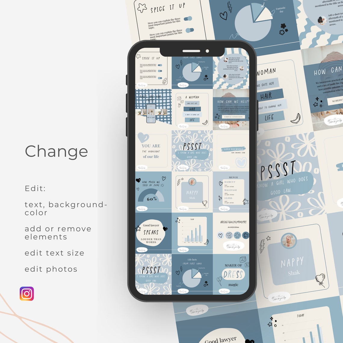 Blue Instagram Template Story Template Highlights Coach - Etsy
