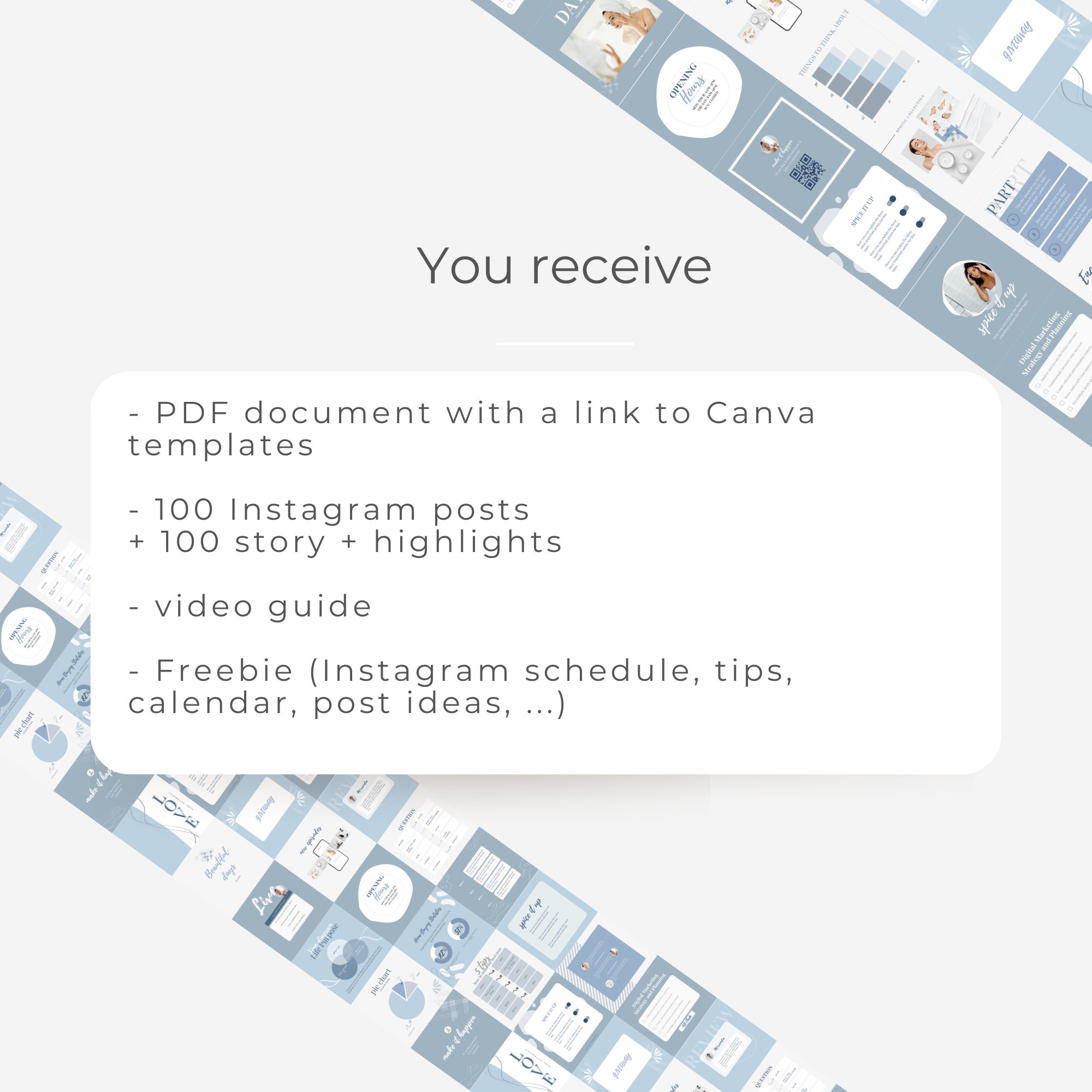 Instagram Template Blue, Blue Posts, Highlights, Instagram Bundle ...