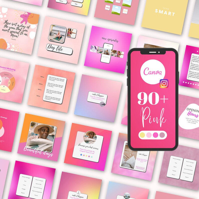 Pink Gradient Instagram Template, Instagram Templates Rainbow, Template ...