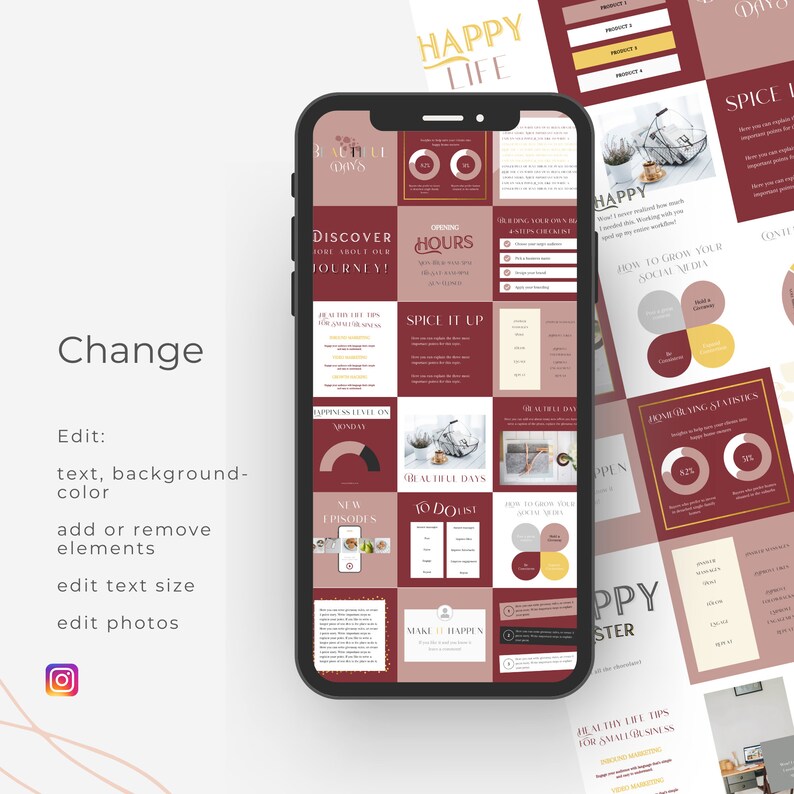 Red Instagram Template, Post Templates ,social Media Template, Red ...