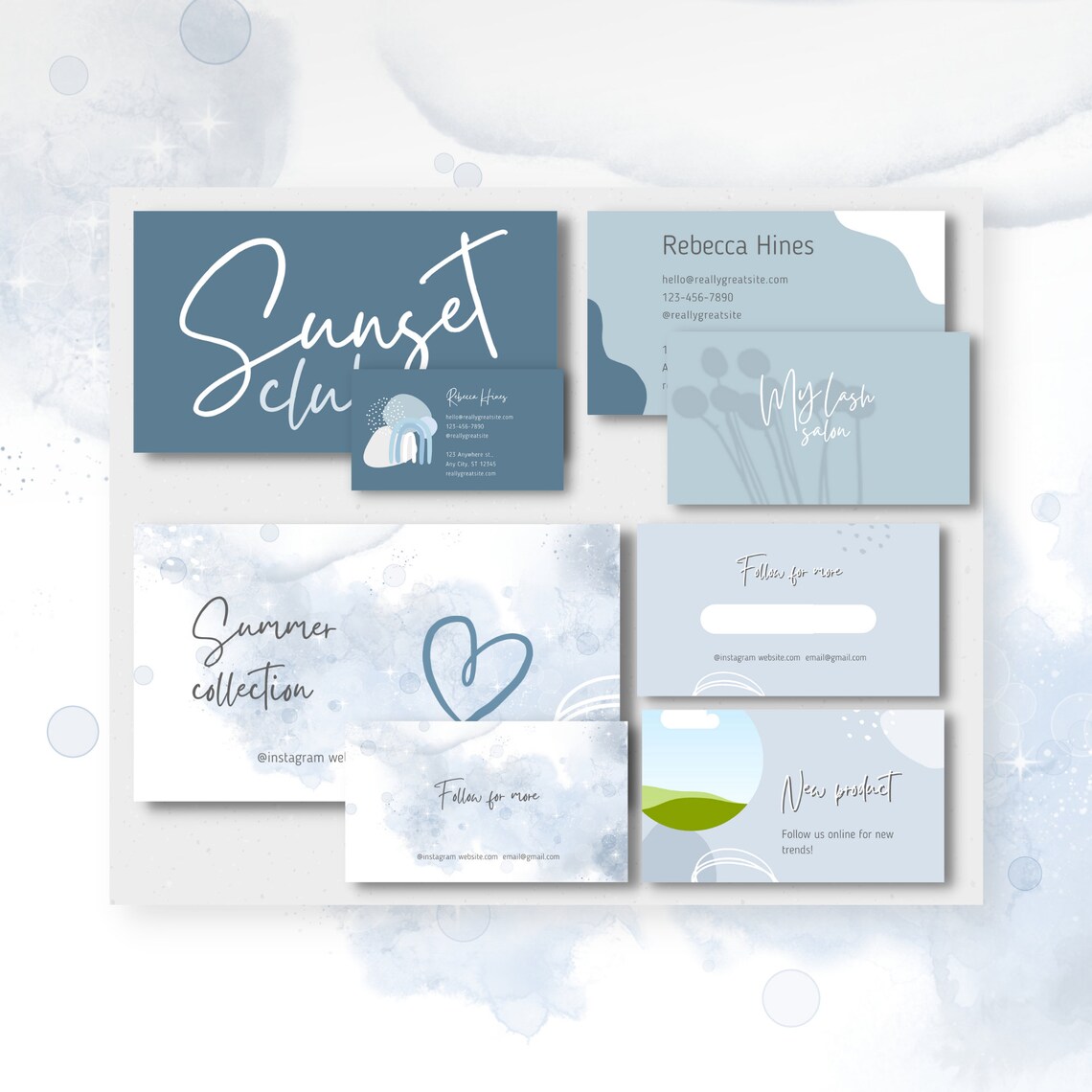 Blue Branding Kit, Watercolour, DIY, Social Media Kit, Branding Package ...