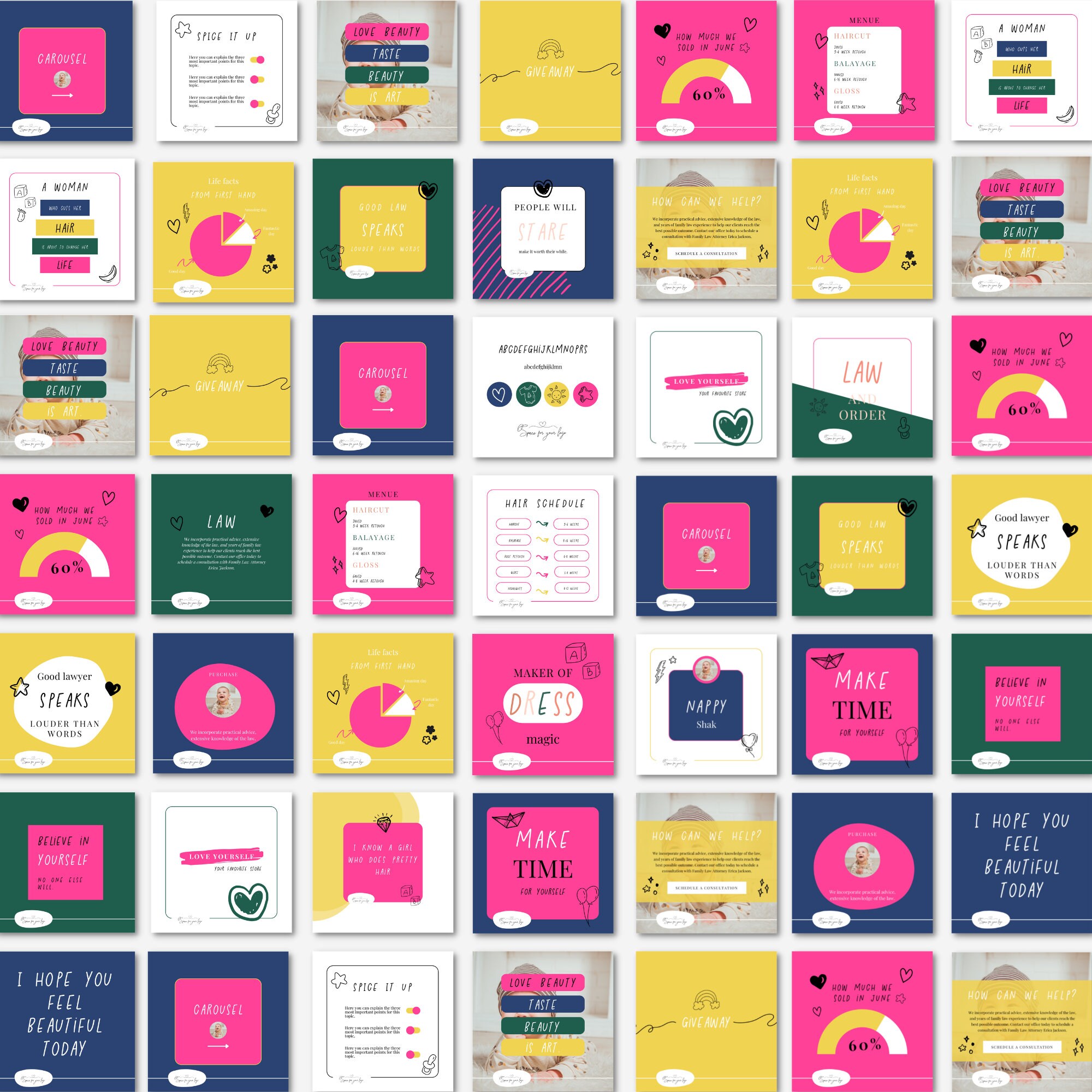 Colorful 80' Instagram Template Instagram Posts Small - Etsy