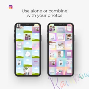 Instagram Posts Template Pastel Rainbow, Colorful Branding, Instagram ...