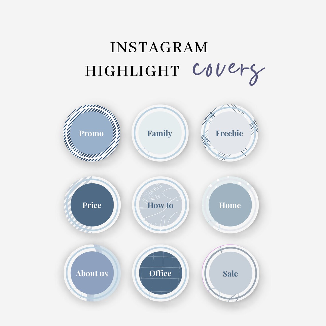 100 Blue Instagram Template, Baby Blue Posts, Blue Highlights and Story ...