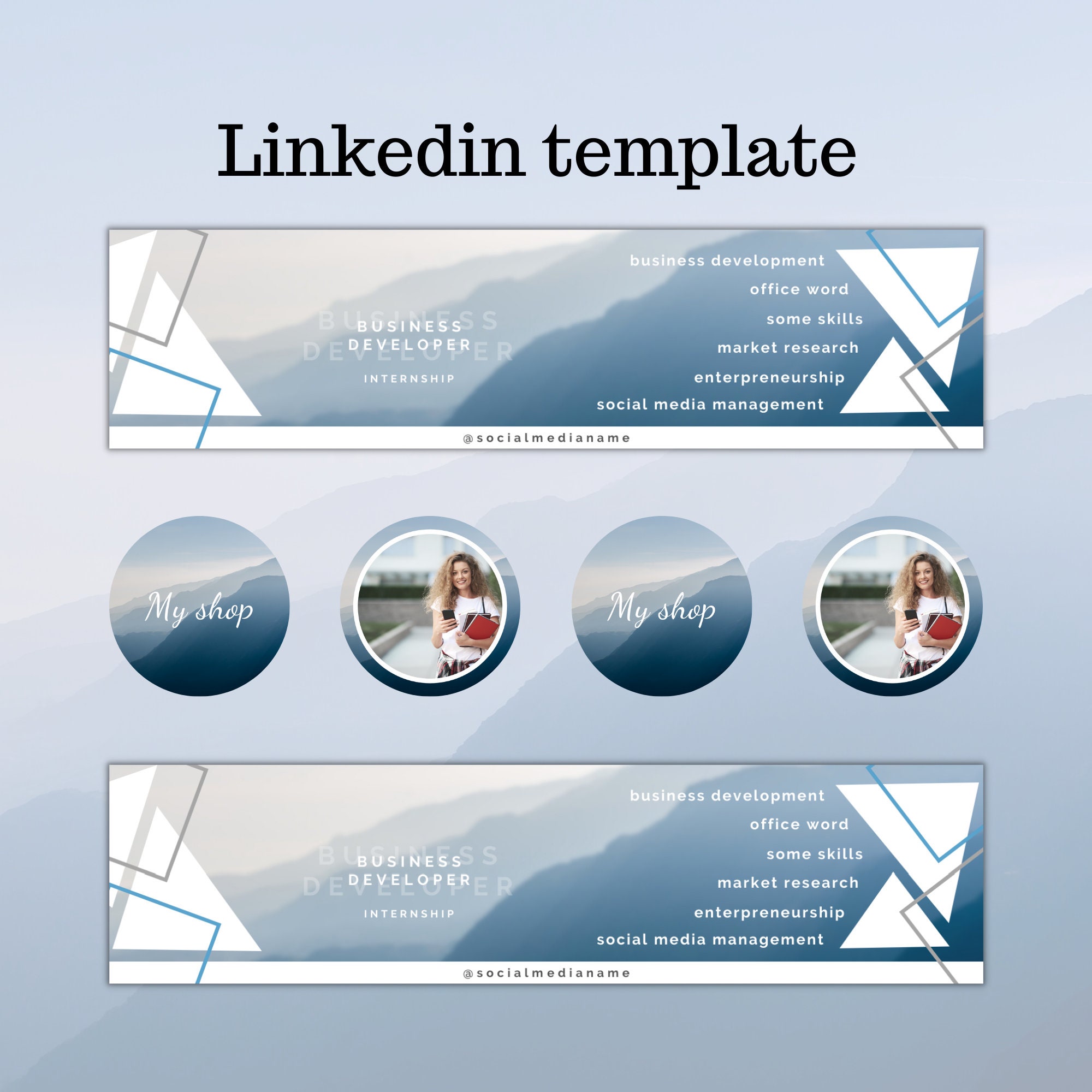 Plantilla azul de banner de perfil de Linkedin fondo de - Etsy España