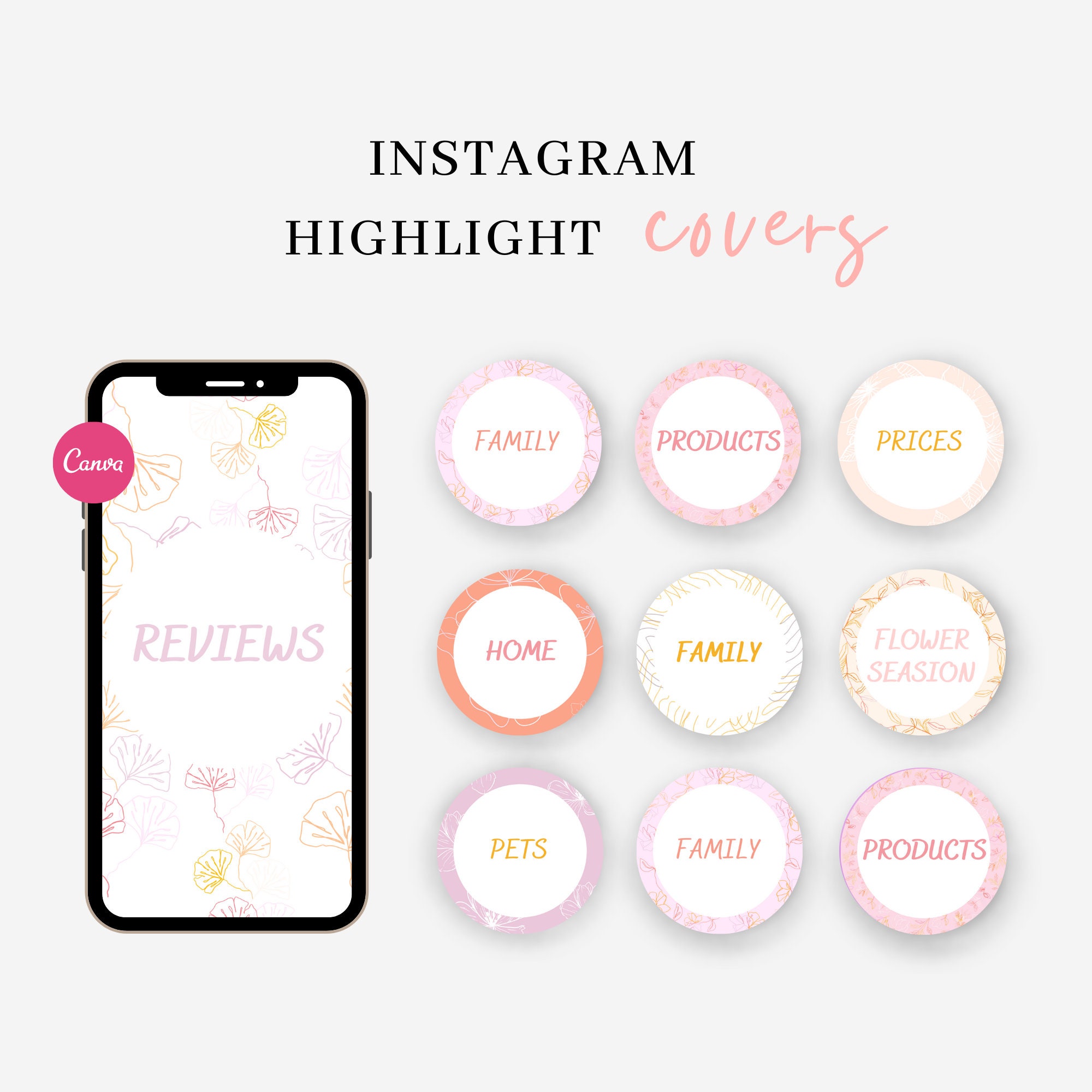 Instagram Templates, Summer Flower Social Media Feed, Floral Instagram ...