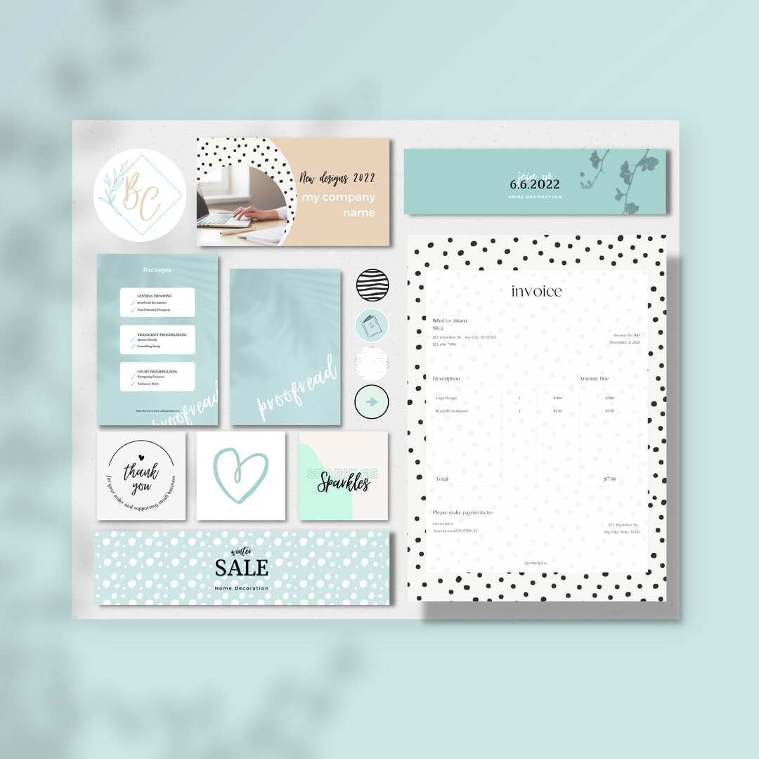 Blue Branding Kit, Minimalist, DIY, Social Media Kit, Branding Package ...