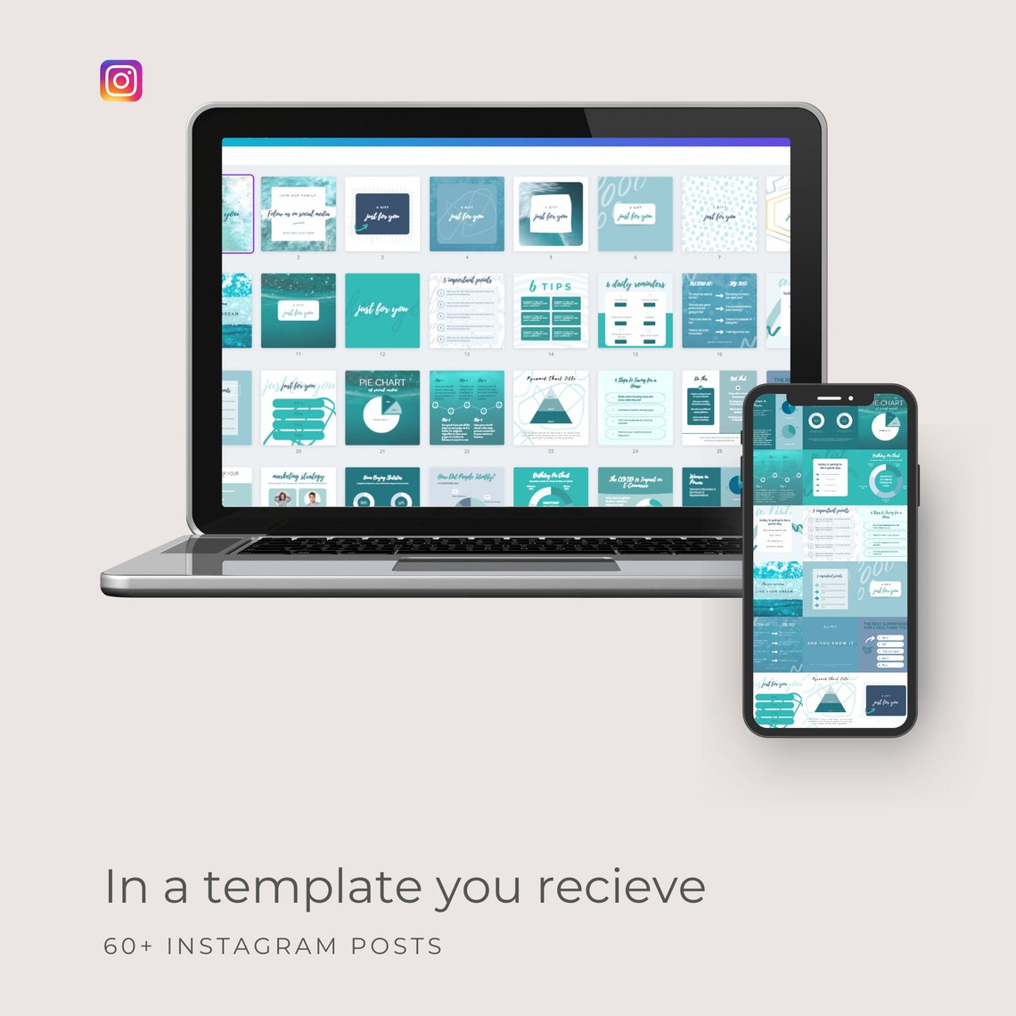 60+ Blue Instagram Post Template for Canva. Social Media Feed ...